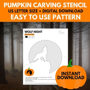 Wolf Pumpkin Carving Stencil PRINTABLE | Halloween Pumpkin Template ...
