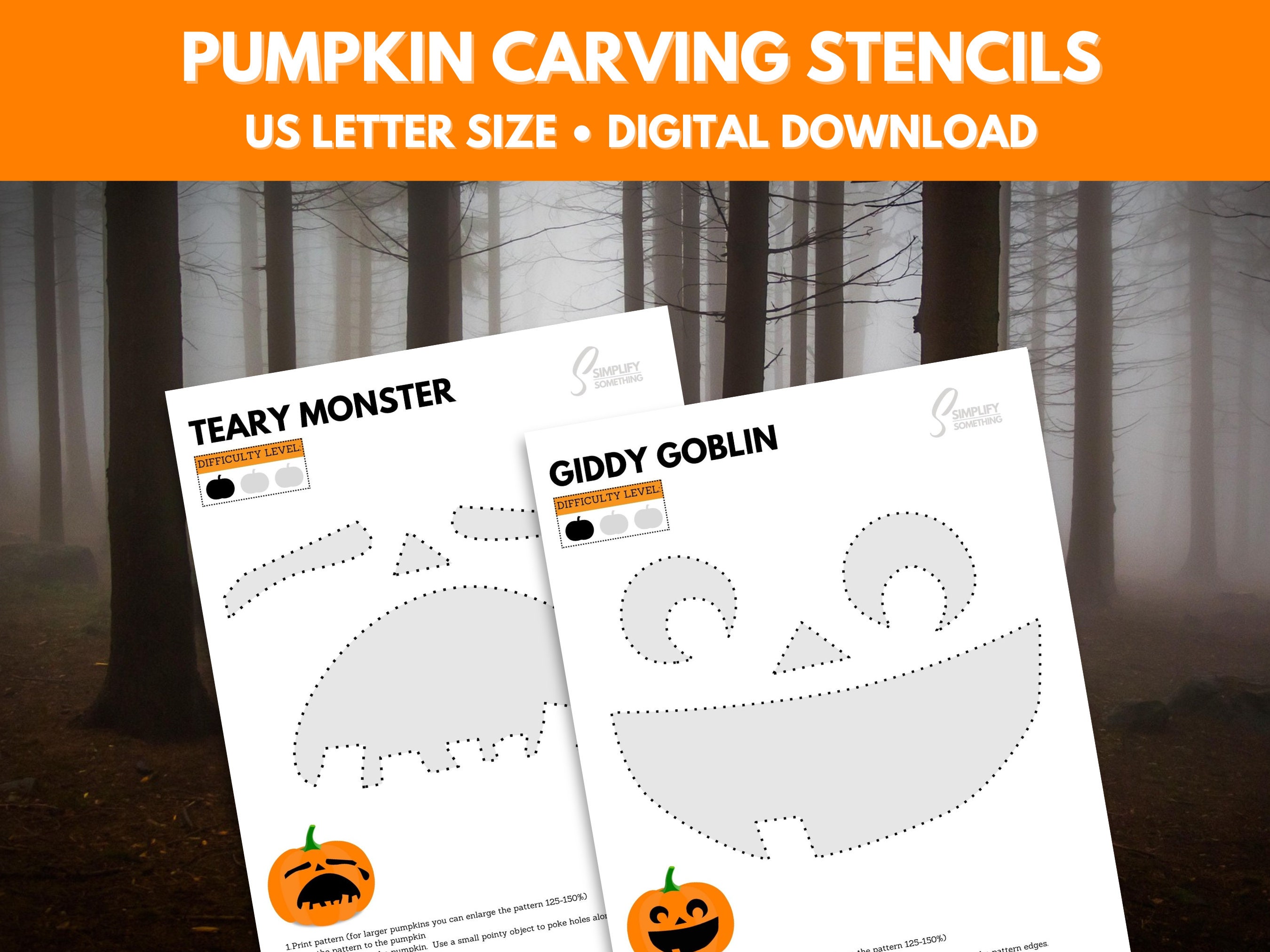 Pumpkin Carving Stencil Printable | Halloween Pumpkin Carving | Pumpkin ...