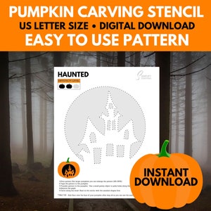Haunted House Pumpkin Carving Stencil PRINTABLE | Halloween Pumpkin ...
