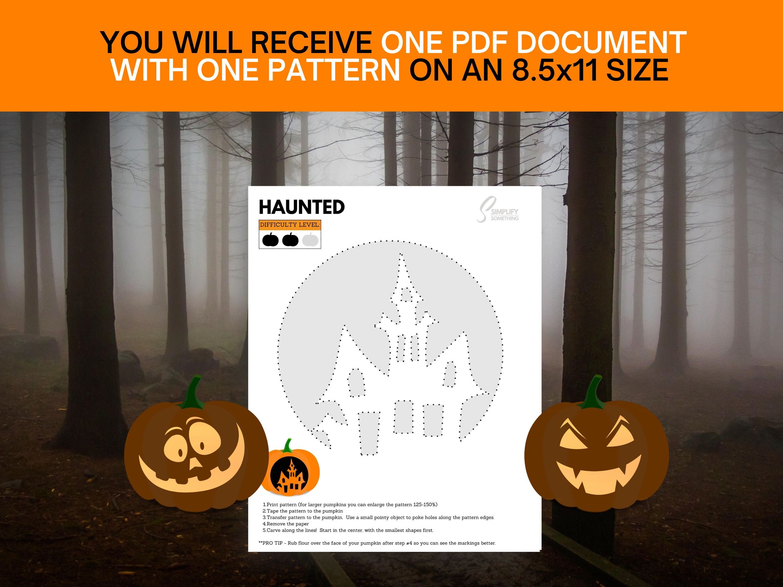 Haunted House Pumpkin Carving Stencil PRINTABLE | Halloween Pumpkin ...