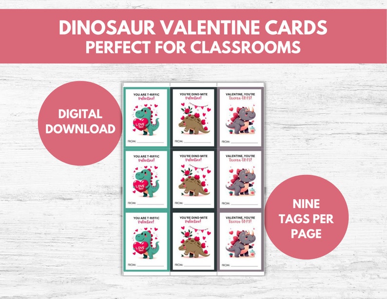 PRINTABLE Kids Dinosaur Valentine Card | Dinosaur Valentine Cards ...