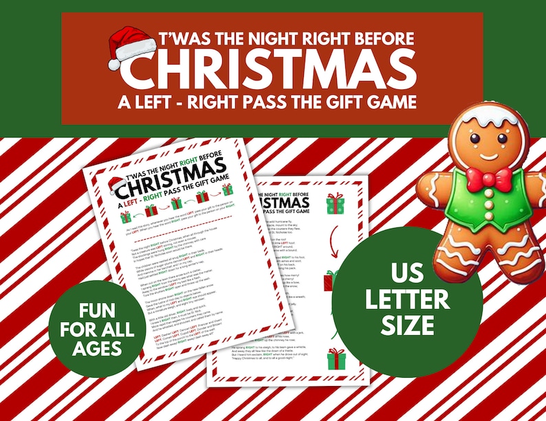 PRINTABLE Left Right Christmas Party Game, Pass the Gift Game for ...