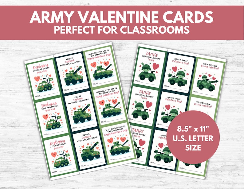 PRINTABLE Kids Army Valentine Card | Army Valentine Cards | Class ...