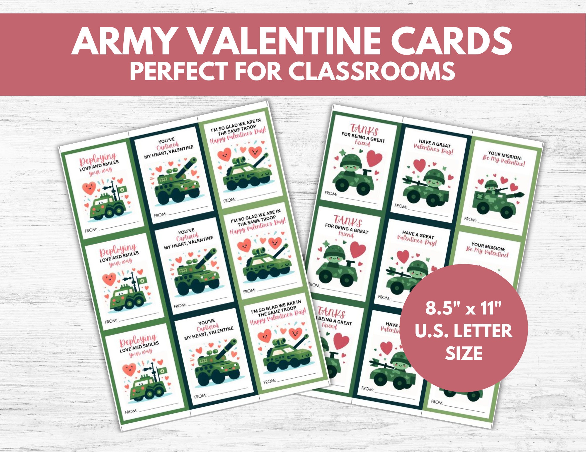 PRINTABLE Kids Army Valentine Card | Army Valentine Cards | Class ...