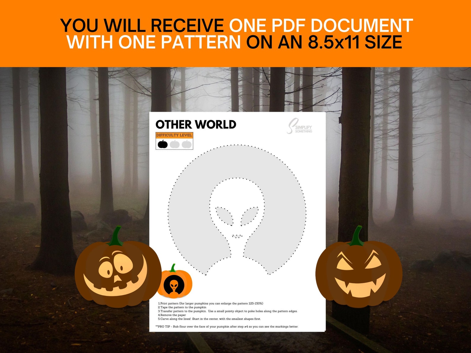 Alien Pumpkin Carving Stencil PRINTABLE | Halloween Pumpkin Carving ...