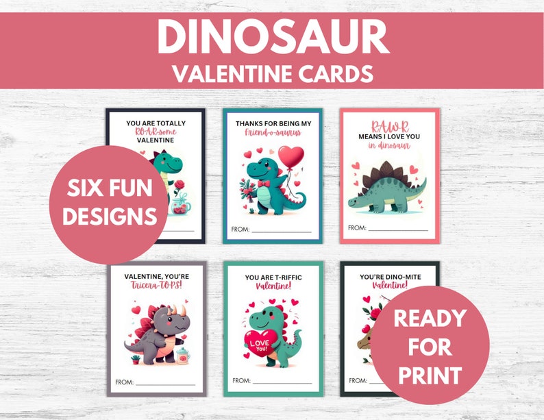 PRINTABLE Kids Dinosaur Valentine Card | Dinosaur Valentine Cards ...