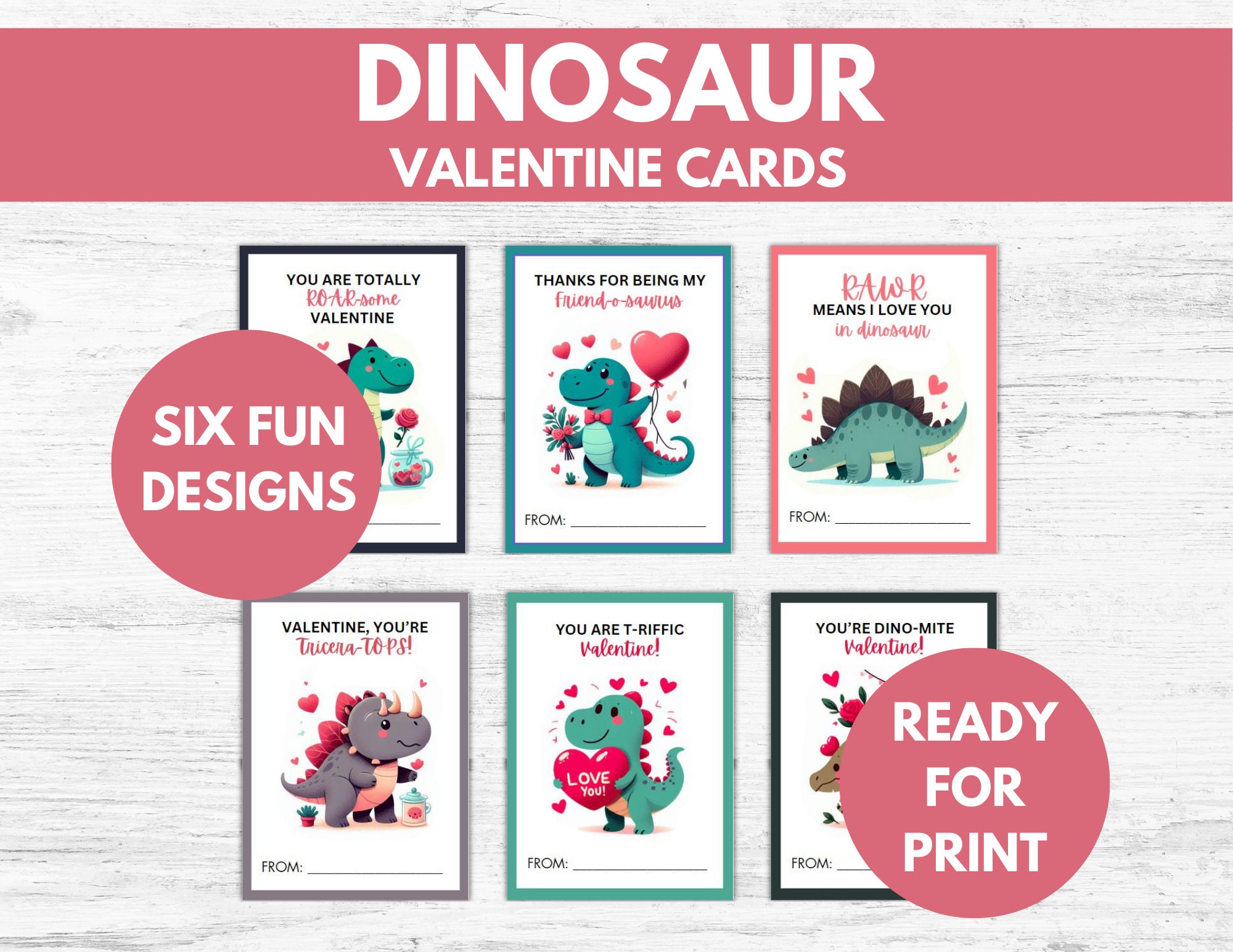 PRINTABLE Kids Dinosaur Valentine Card | Dinosaur Valentine Cards ...