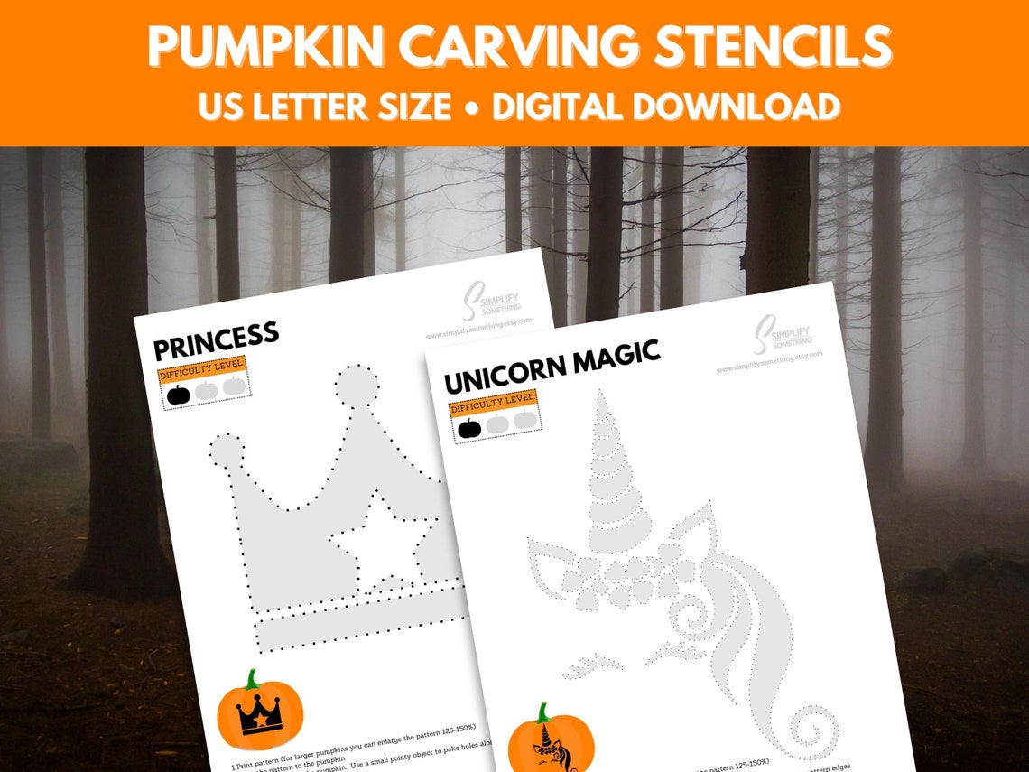 PRINCESS Pumpkin Carving Stencil | Digital Download | Pumpkin Carving ...