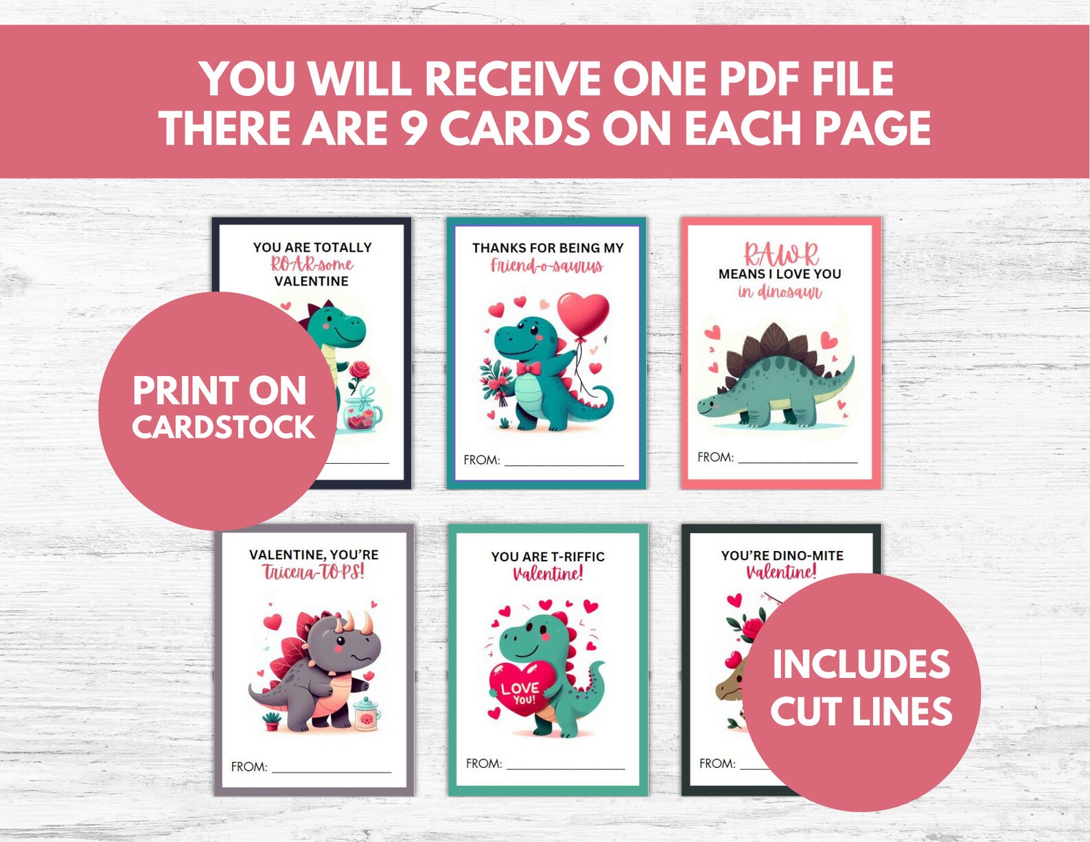 PRINTABLE Kids Dinosaur Valentine Card | Dinosaur Valentine Cards ...