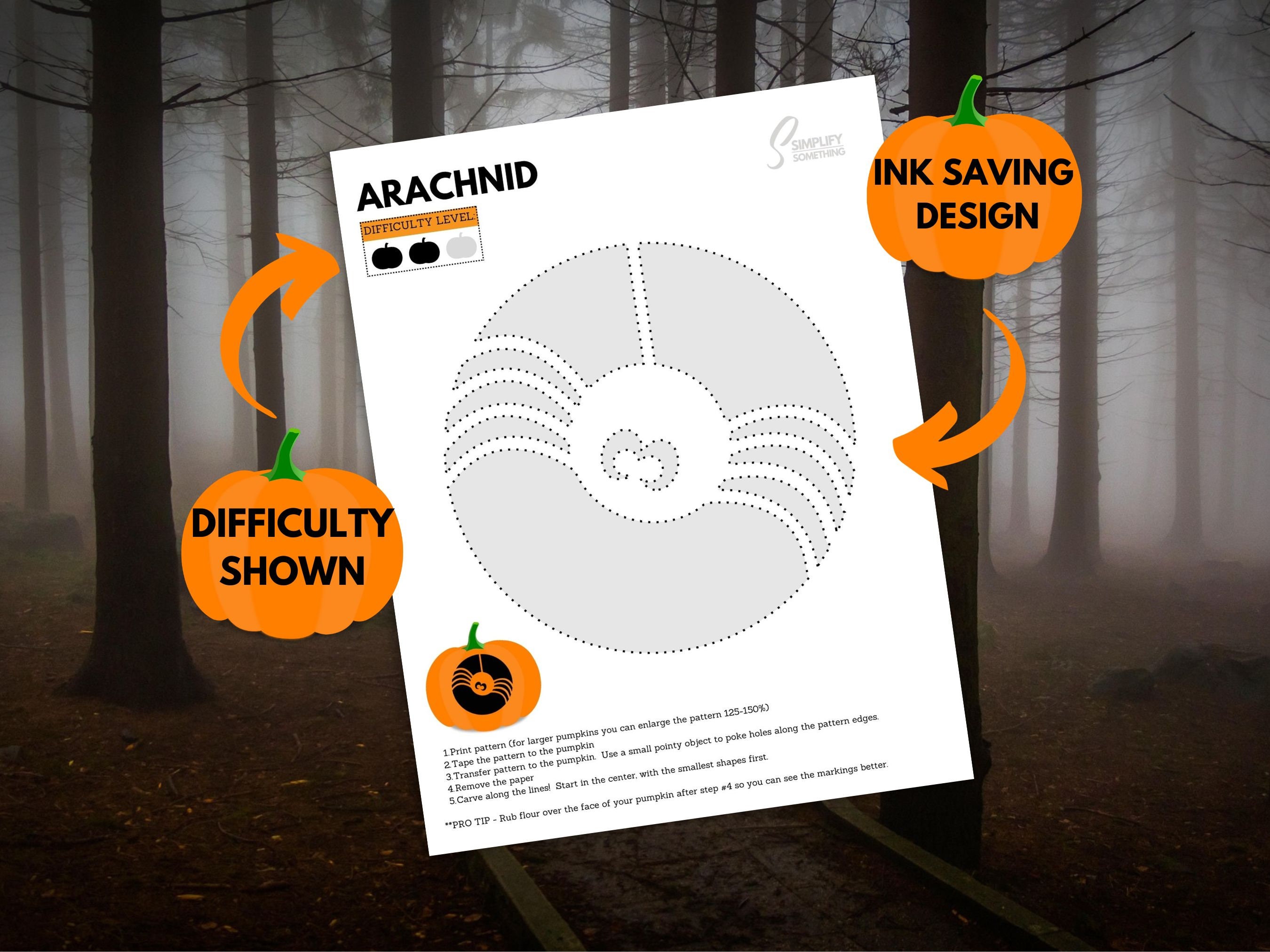 Spider Pumpkin Carving Stencil PRINTABLE | Halloween Pumpkin Carving ...