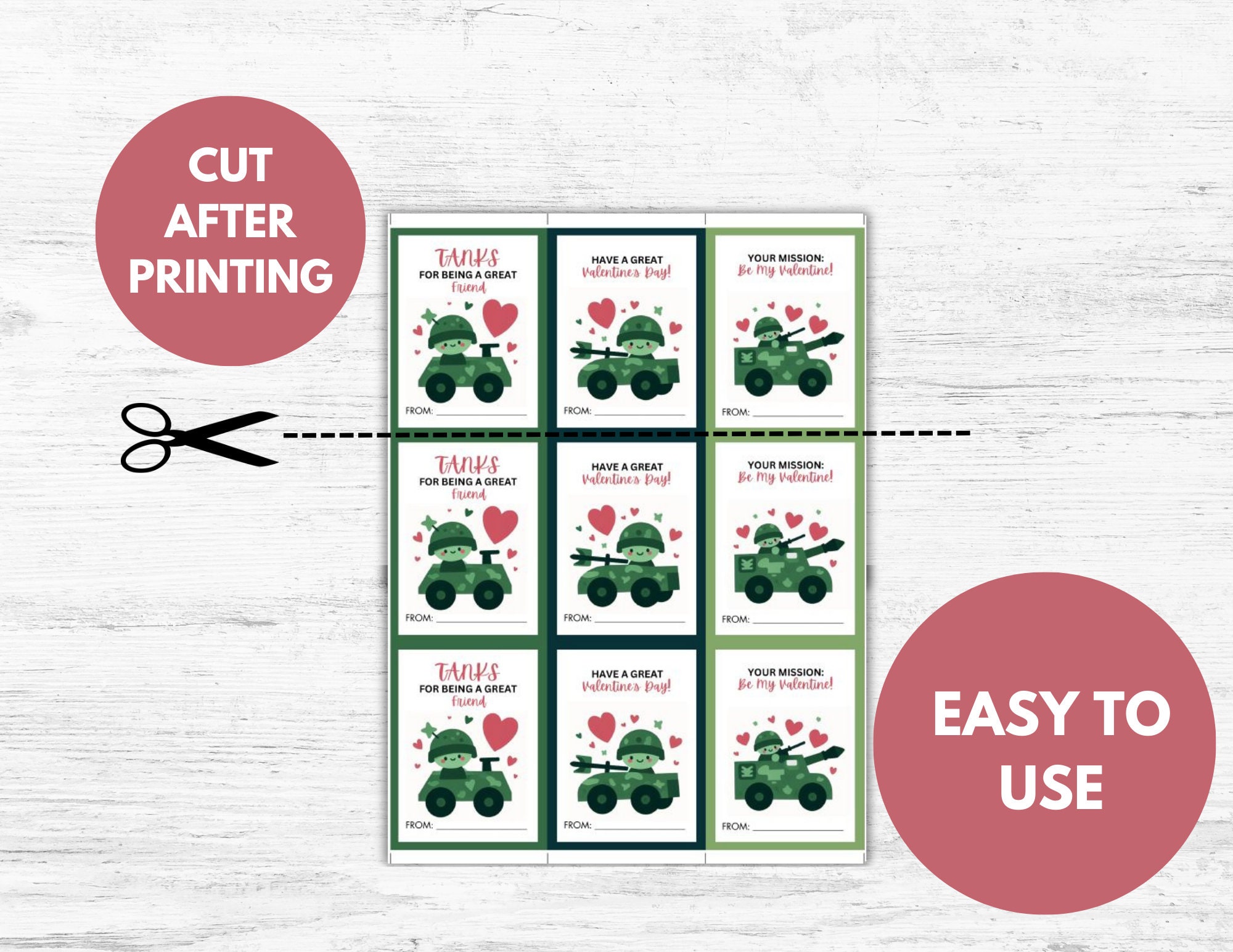 PRINTABLE Kids Army Valentine Card | Army Valentine Cards | Class ...