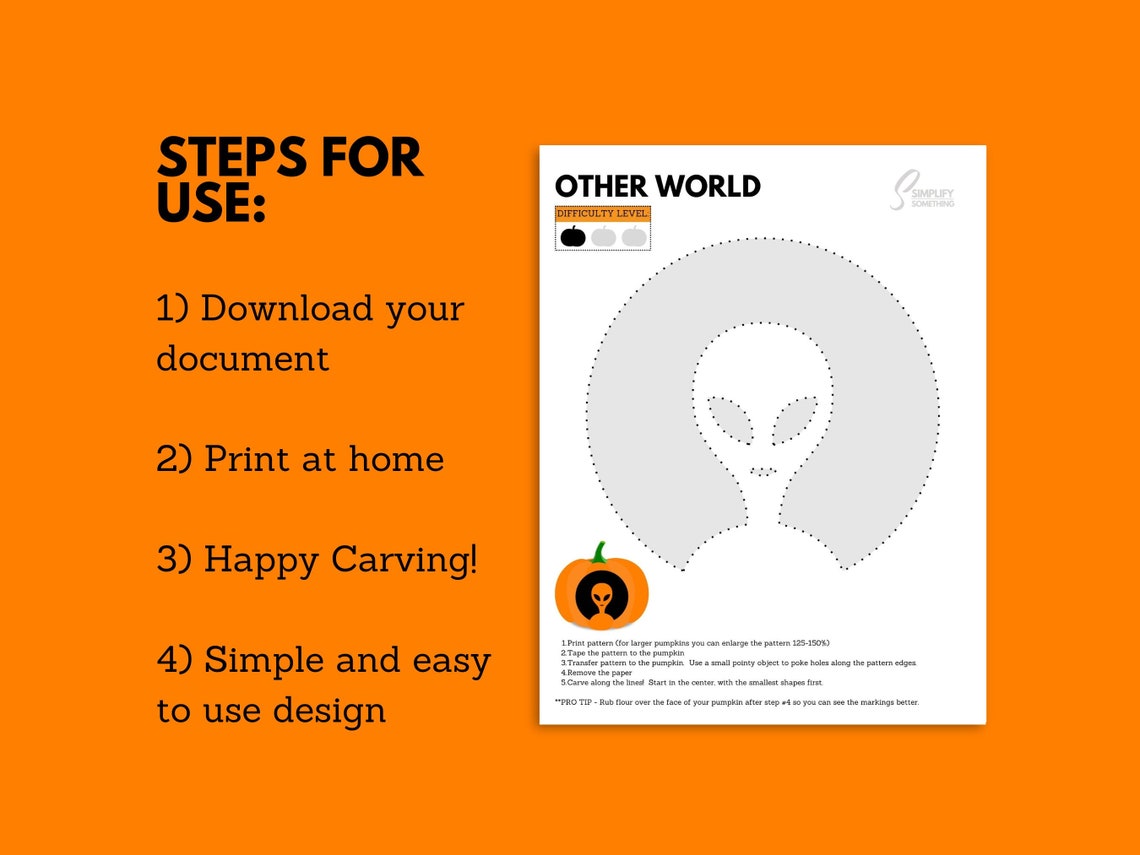 Alien Pumpkin Carving Stencil PRINTABLE | Halloween Pumpkin Carving ...