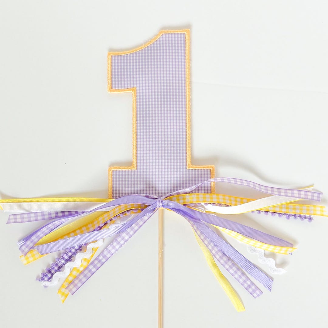 LSU Birthday Number Cake Topper With Ribbons, Applique Cake Topper ...