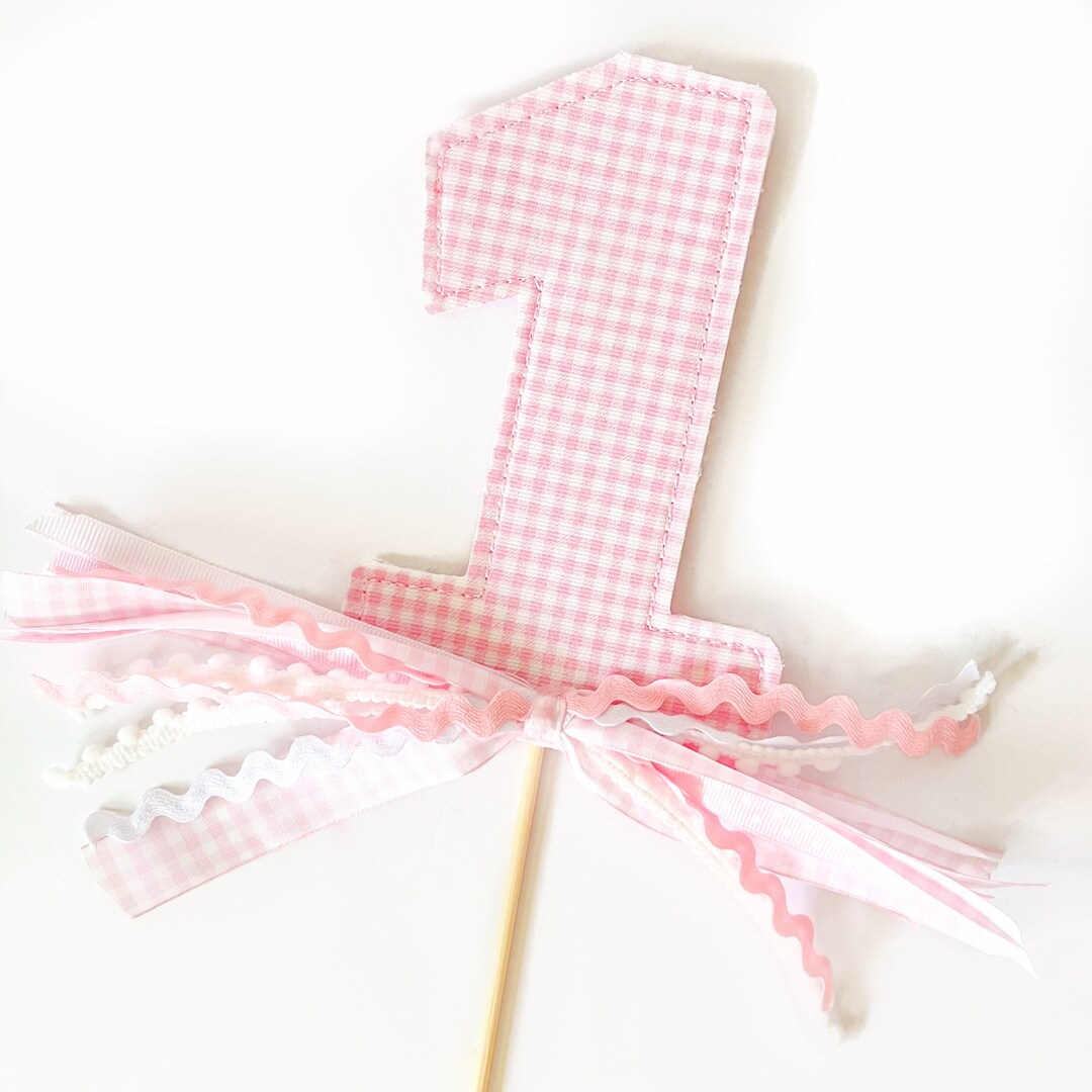 Birthday Number Cake Topper With Ribbons, Applique Cake Topper ...