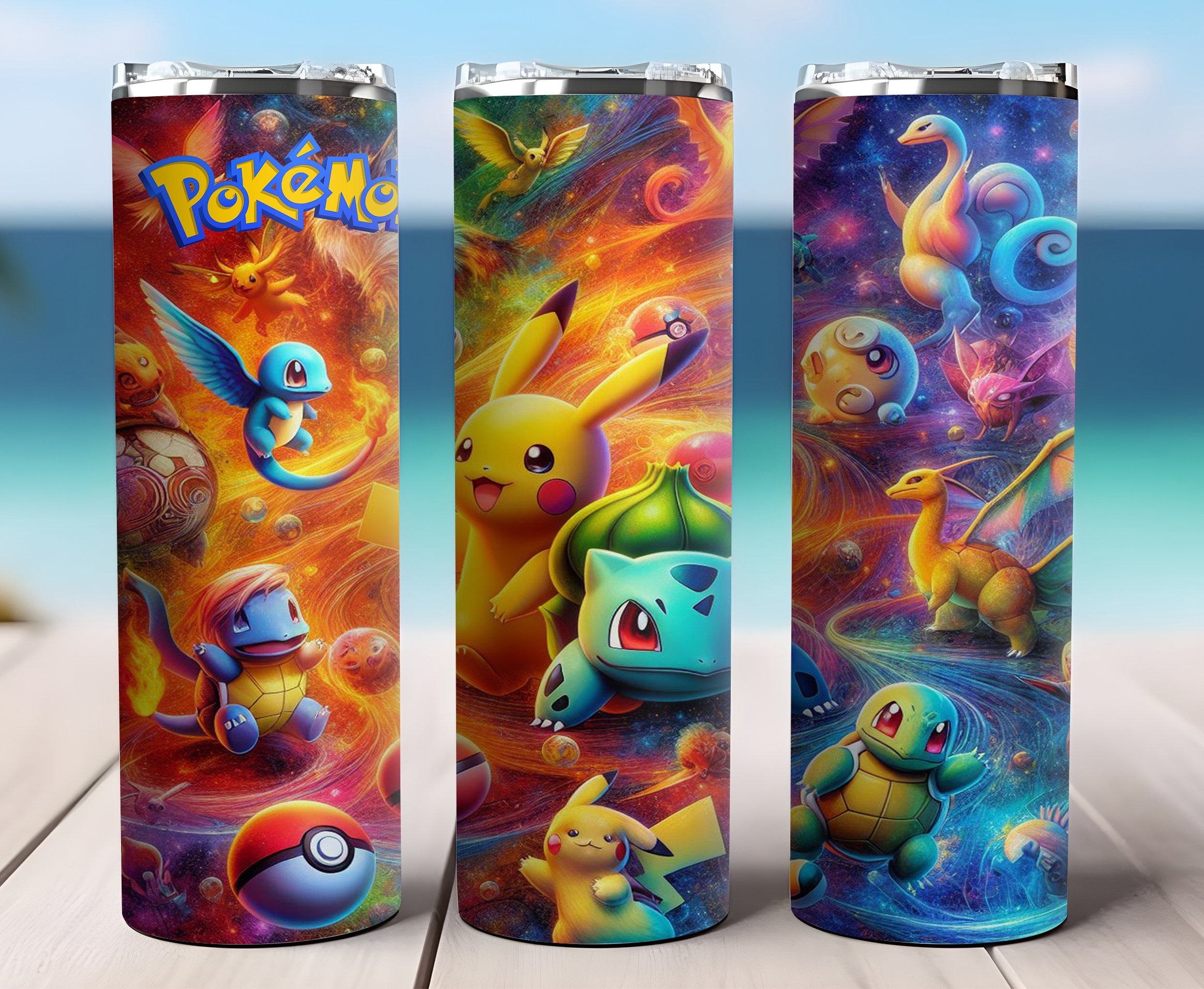 Pokemon Tumbler Wrap, Cartoon PNG, 20oz Pokemon Tumbler PNG, Kids ...