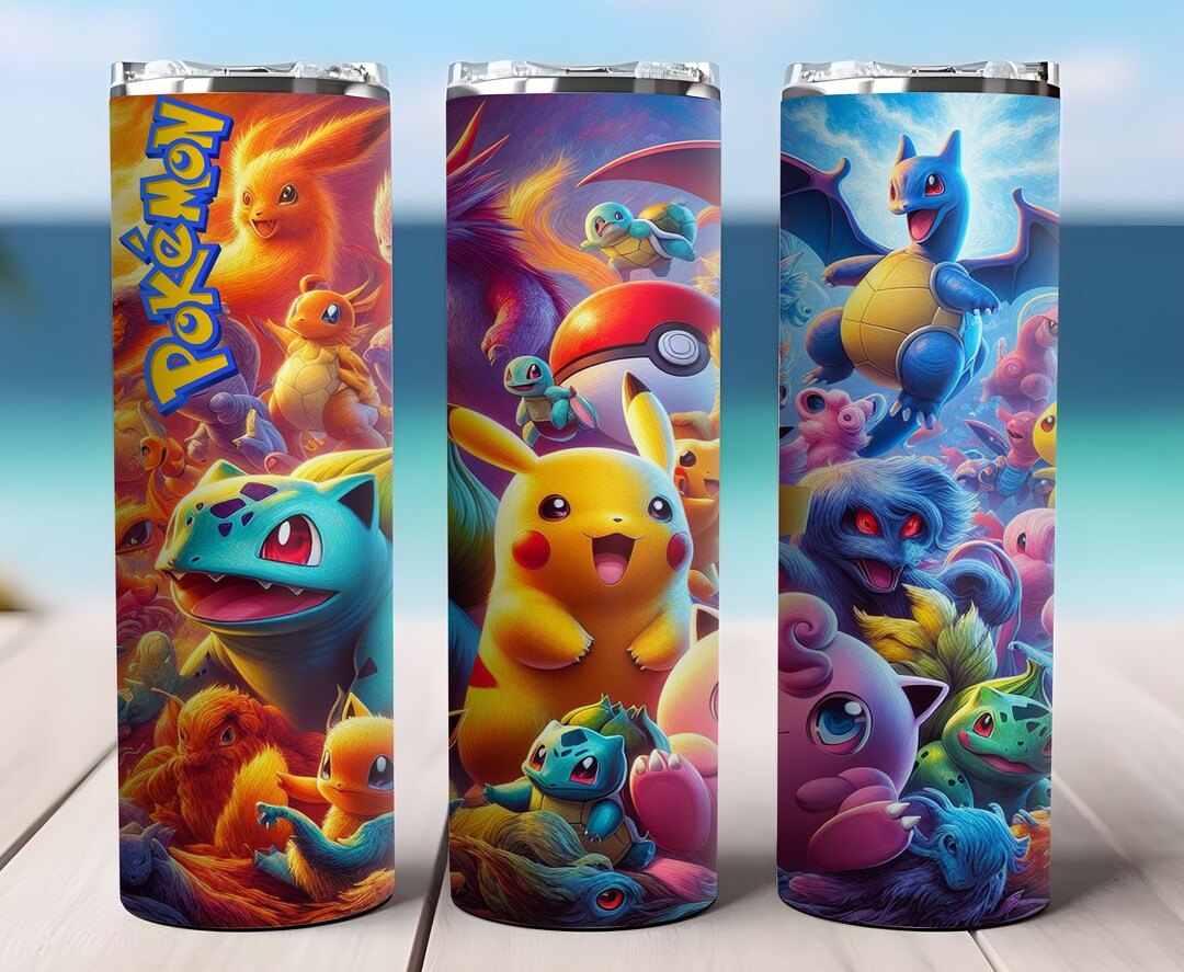 Pokemon Tumbler Wrap, Cartoon PNG, 20oz Pokemon Tumbler PNG, Kids ...