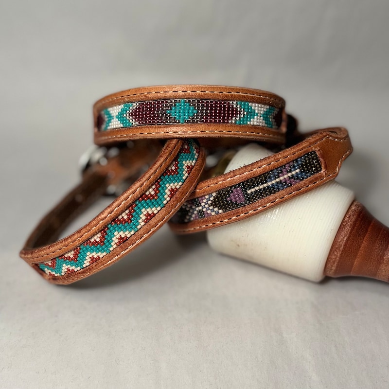 Beaded Dog Collar Leather - Etsy