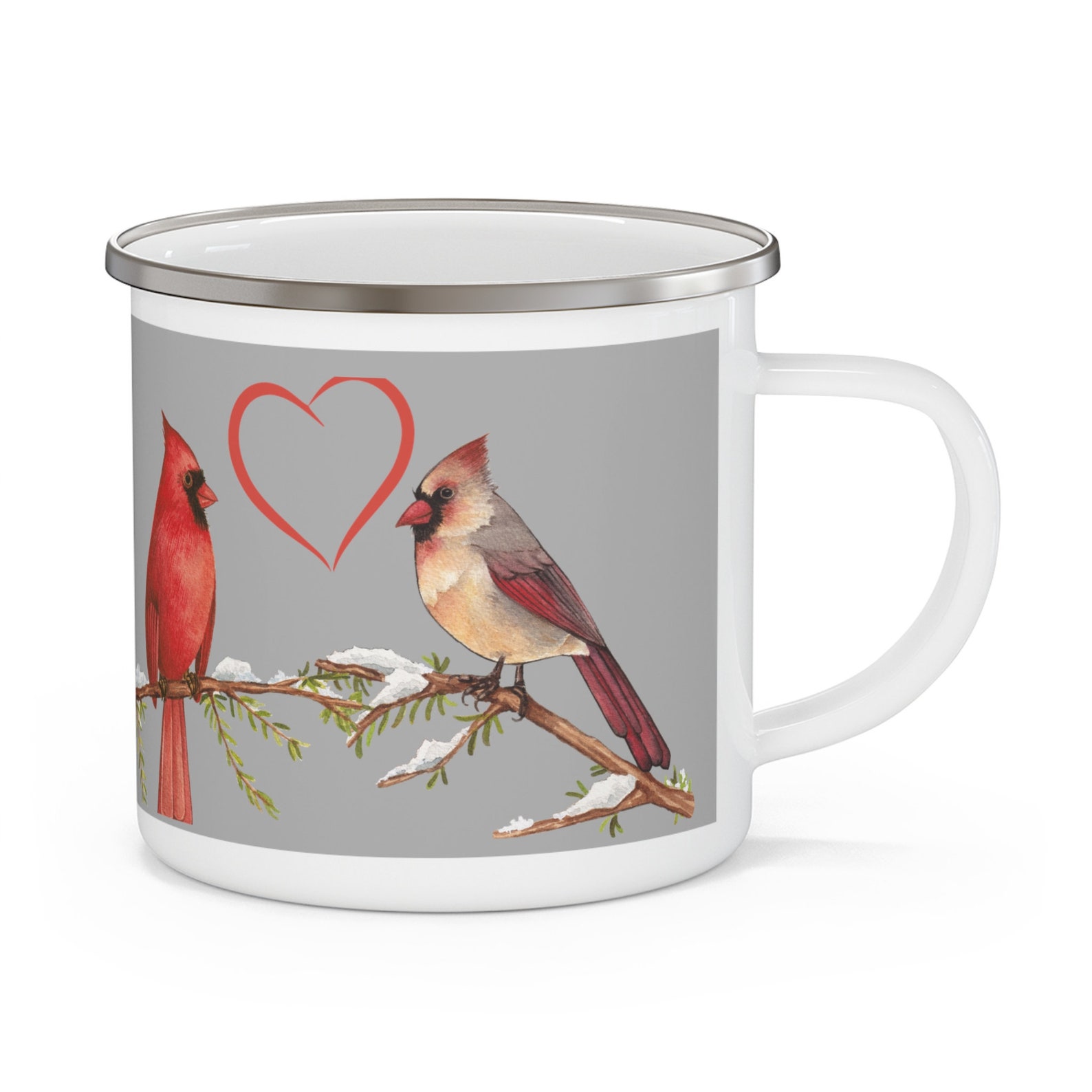 Enamel Camping Mug , Cardinal Mug, Male Female Cardinal Couple, Birding ...