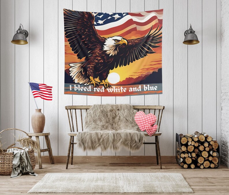 American Eagle Tapestry: Patriotic USA Flag Wall Hanging - Etsy
