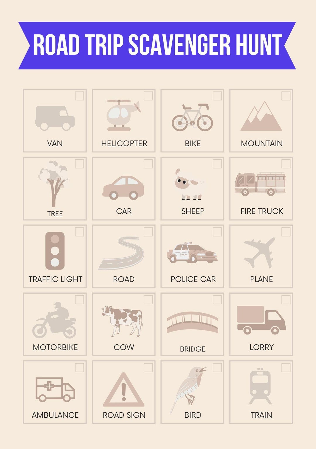 Road Trip Scavenger Hunt: Kids & Adults Printable Game (digital ...