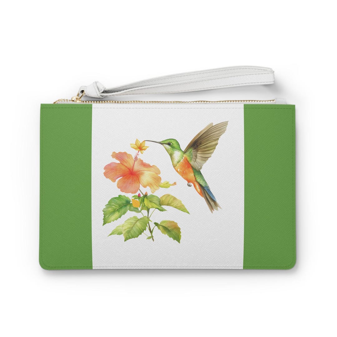Hummingbird Clutch Bag: Vegan Leather Wristlet Purse - Etsy