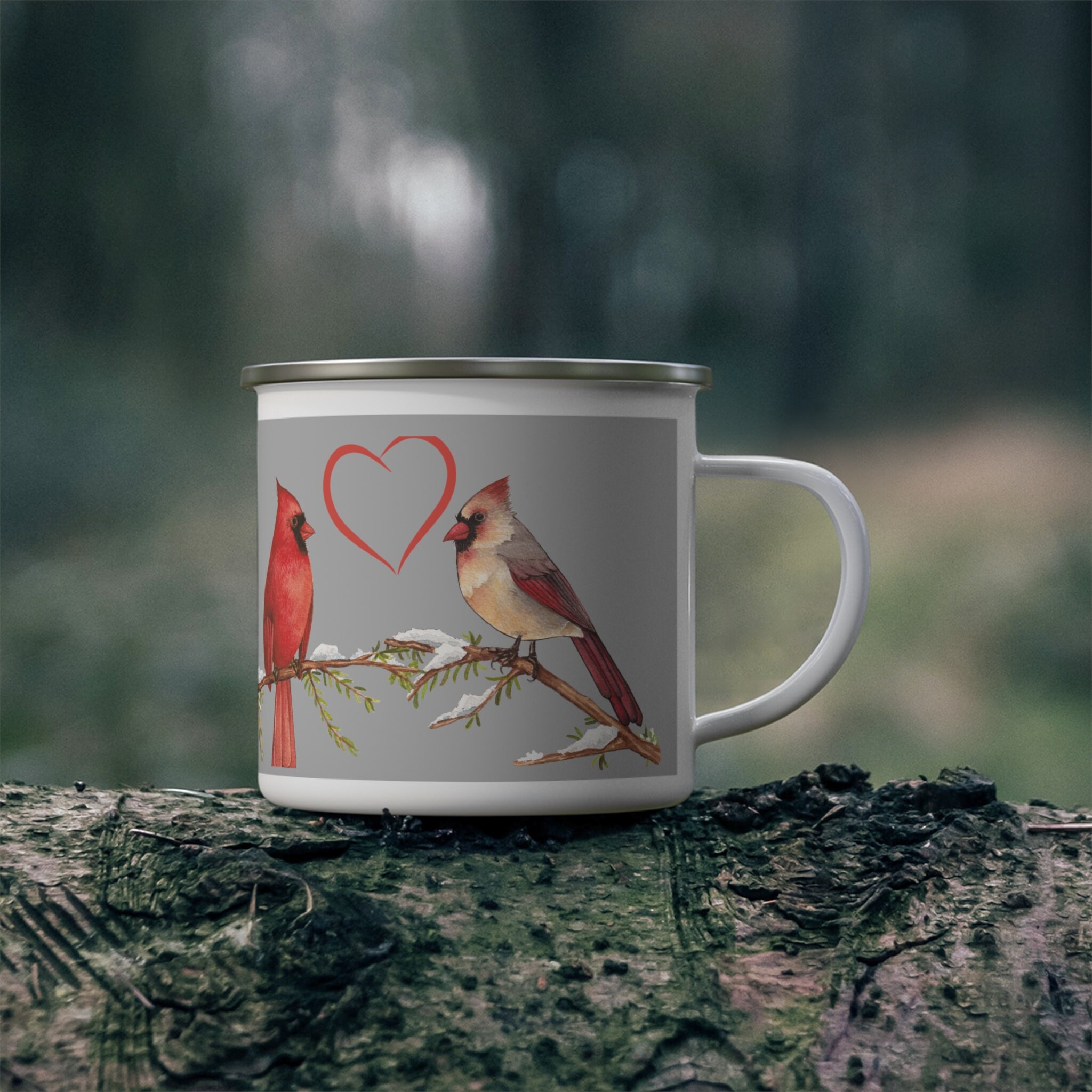 Enamel Camping Mug , Cardinal Mug, Male Female Cardinal Couple, Birding ...