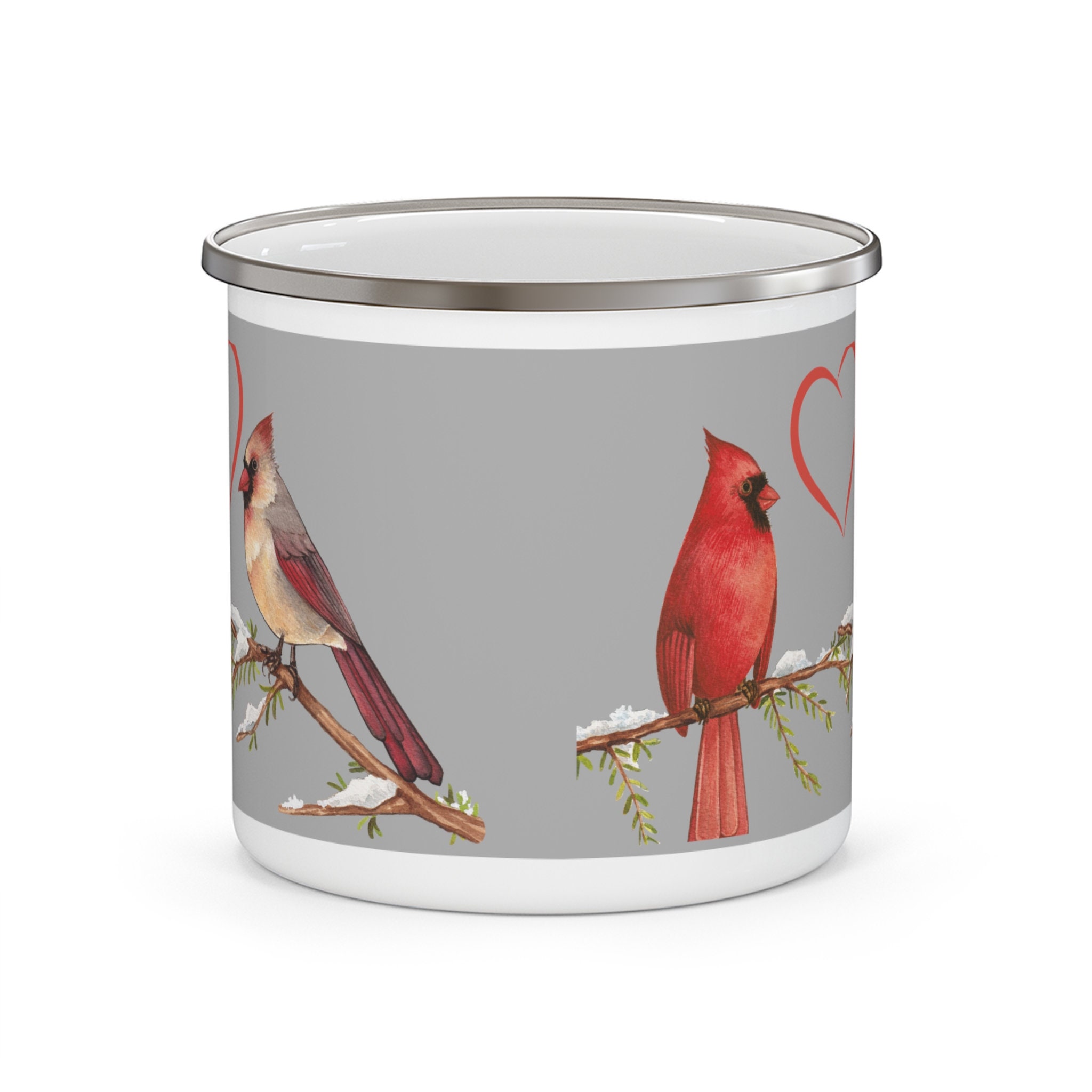 Enamel Camping Mug , Cardinal Mug, Male Female Cardinal Couple, Birding ...