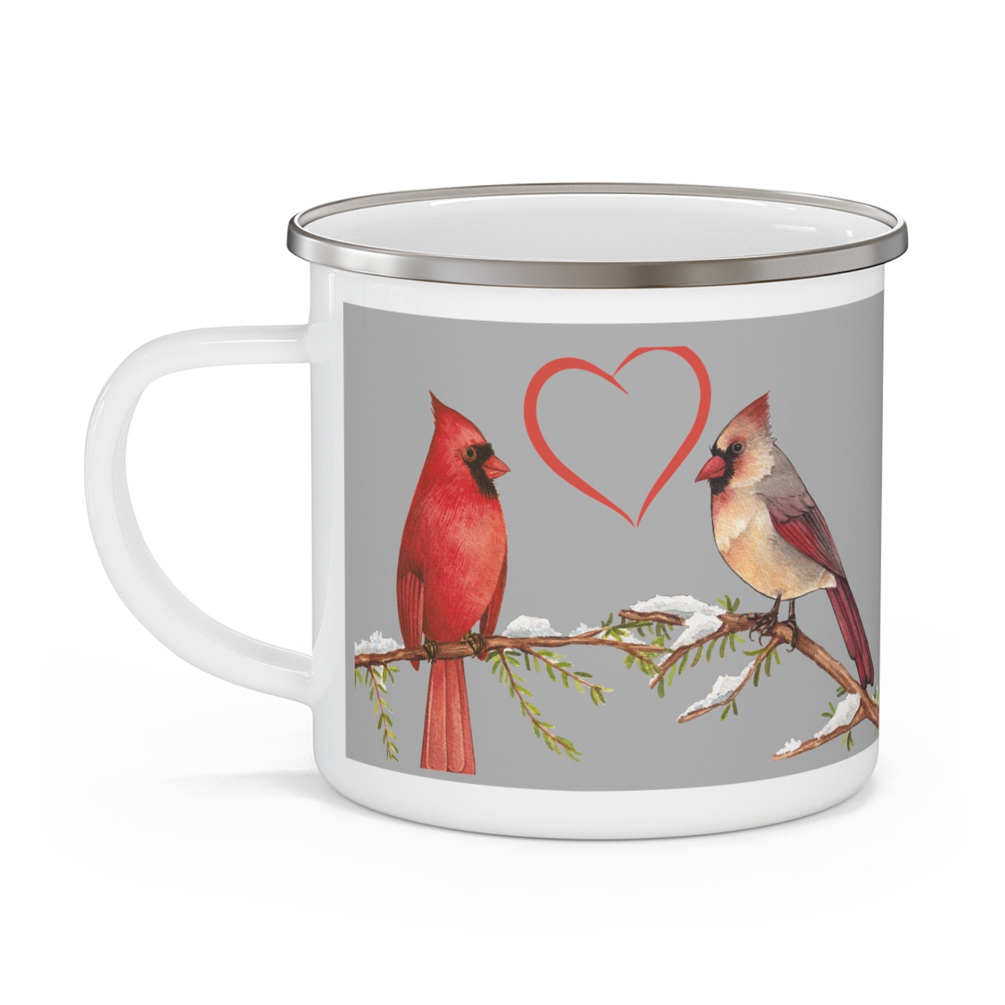 Enamel Camping Mug , Cardinal Mug, Male Female Cardinal Couple, Birding ...