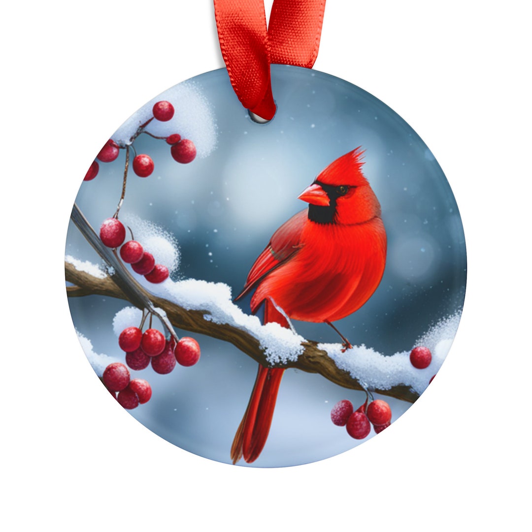 Acrylic Ornament With Ribbon,cardinal Christmas Ornament, Cardinal ...