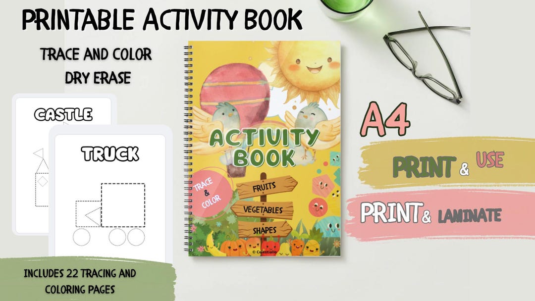 Printable Activity Book | Trace and Color | Dry Erase PDF | Kids ...
