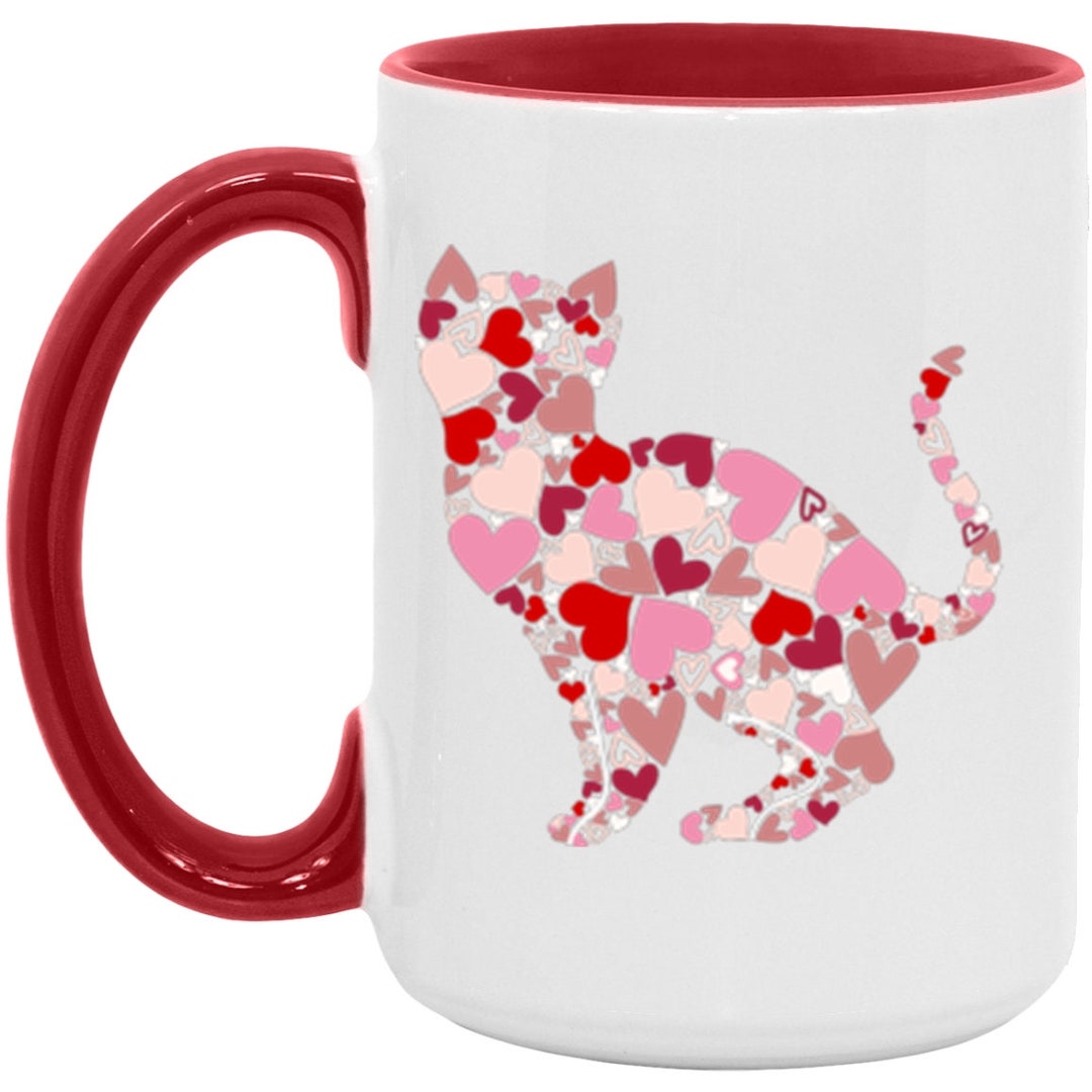 Heart Cat Silhouette 15oz Accent Mug Cat Lover Gift Cat Lover Mug ...