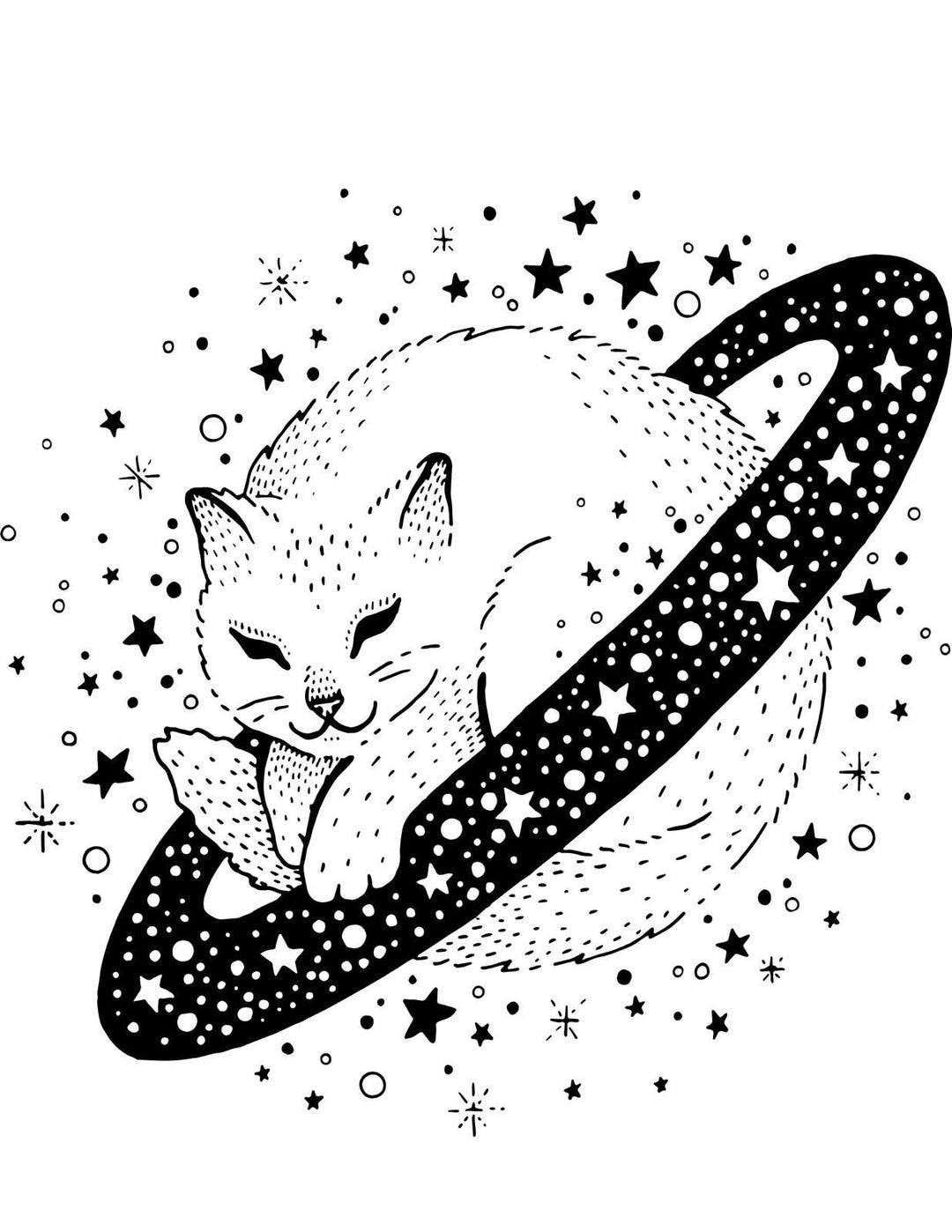 Planet Cat Coloring Page - Etsy