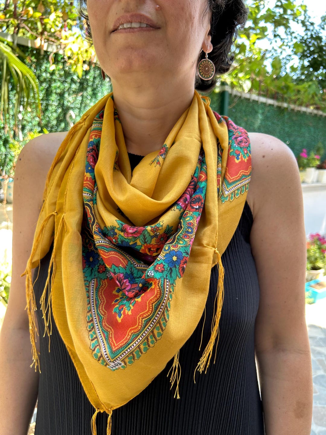 Turkish Traditional Floral Scarf Ethnic Folk Turkish Wool Shawl With ...