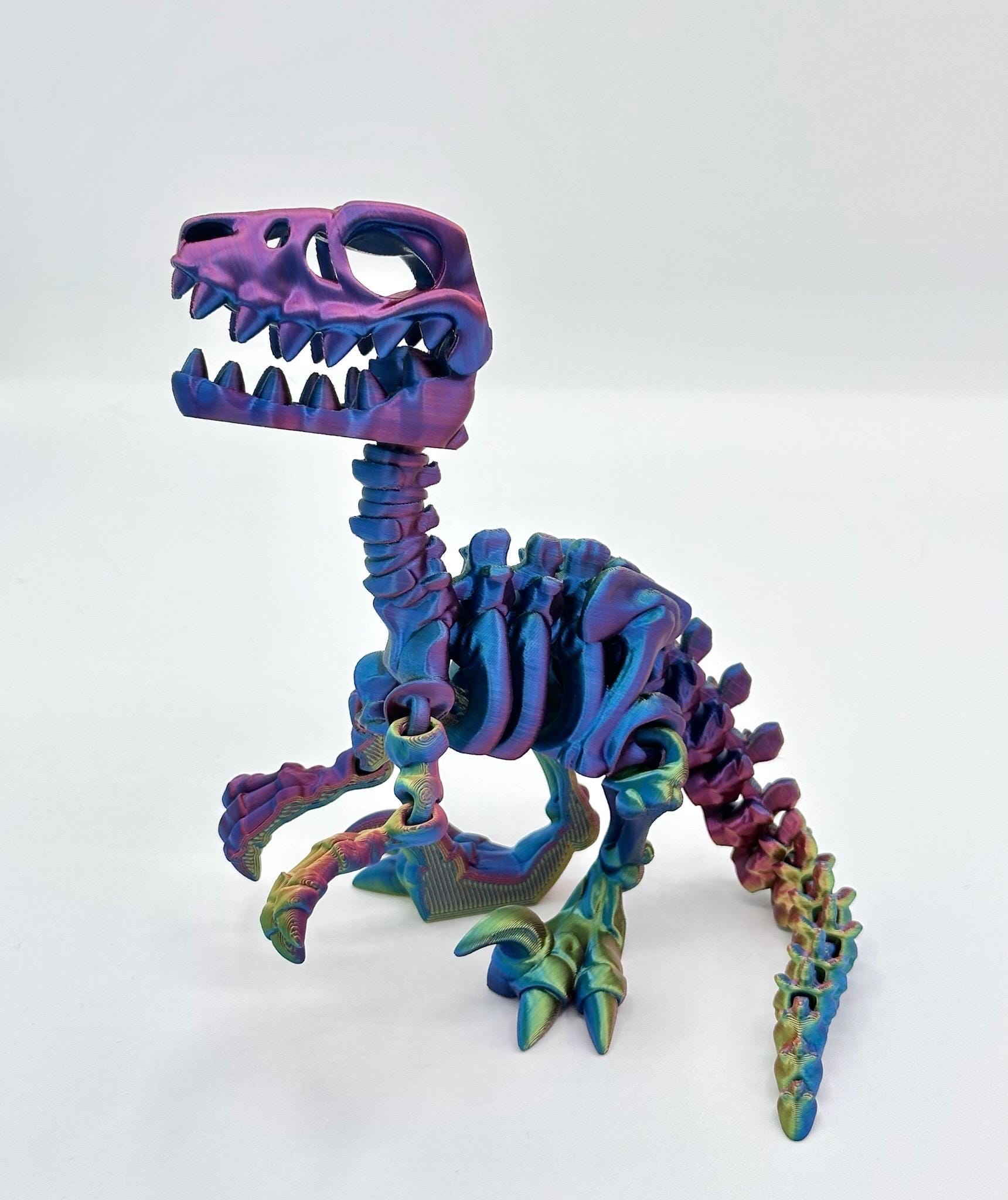 3D Printed Flexi Raptor Dinosaur: Articulated Skeleton Fidget Toy - Etsy