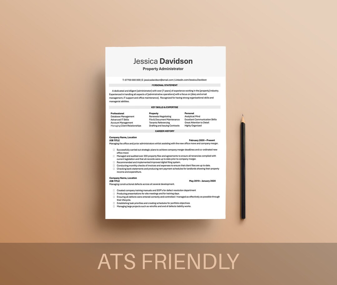 Modern CV Template Digital Download - Editable Resume Template for Word ...