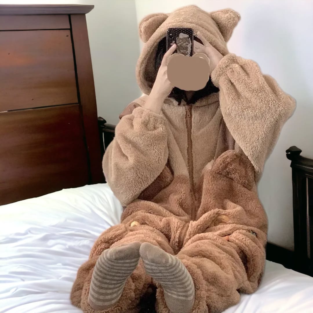 Flannel Teddy Bear Onsie Animal Fleece Teddy Bear Pajamas - Etsy