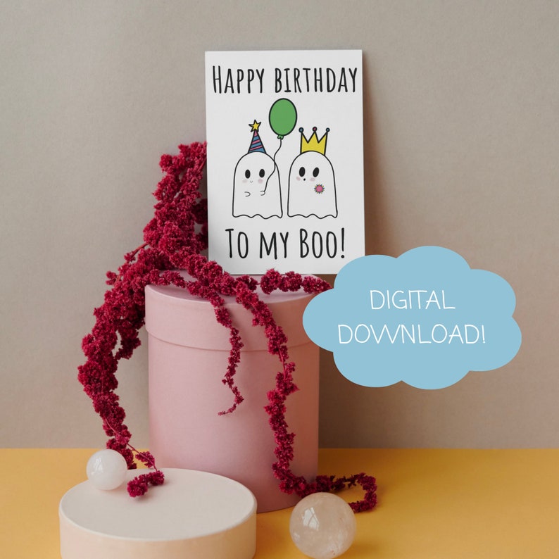 Printable 5x7 Birthday Card: Happy Birthday to My Boo Digital - Etsy