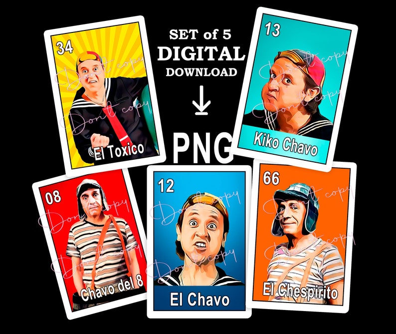 Kiko Chavo PNG Loteria Card PNG Digital Download File, Sublimation Mexican Loteria SET - Etsy