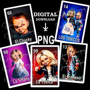 Chucky, Tiffany Loteria Card PNG Digital Download File, Sublimation ...