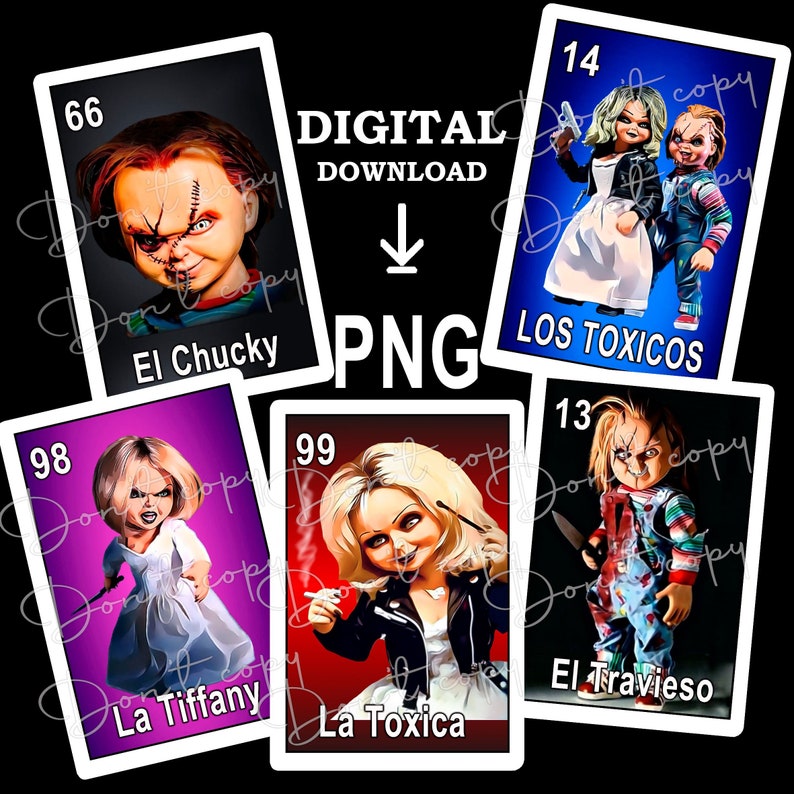 Chucky, Tiffany Loteria Card PNG Digital Download File, Sublimation ...