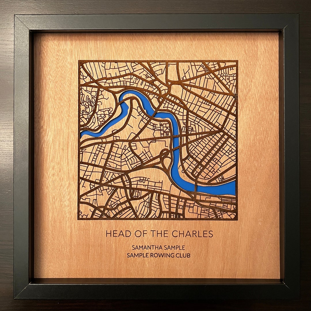 Charles River 3D Wood Map With Rower and Rowing Teams Personalized - Etsy