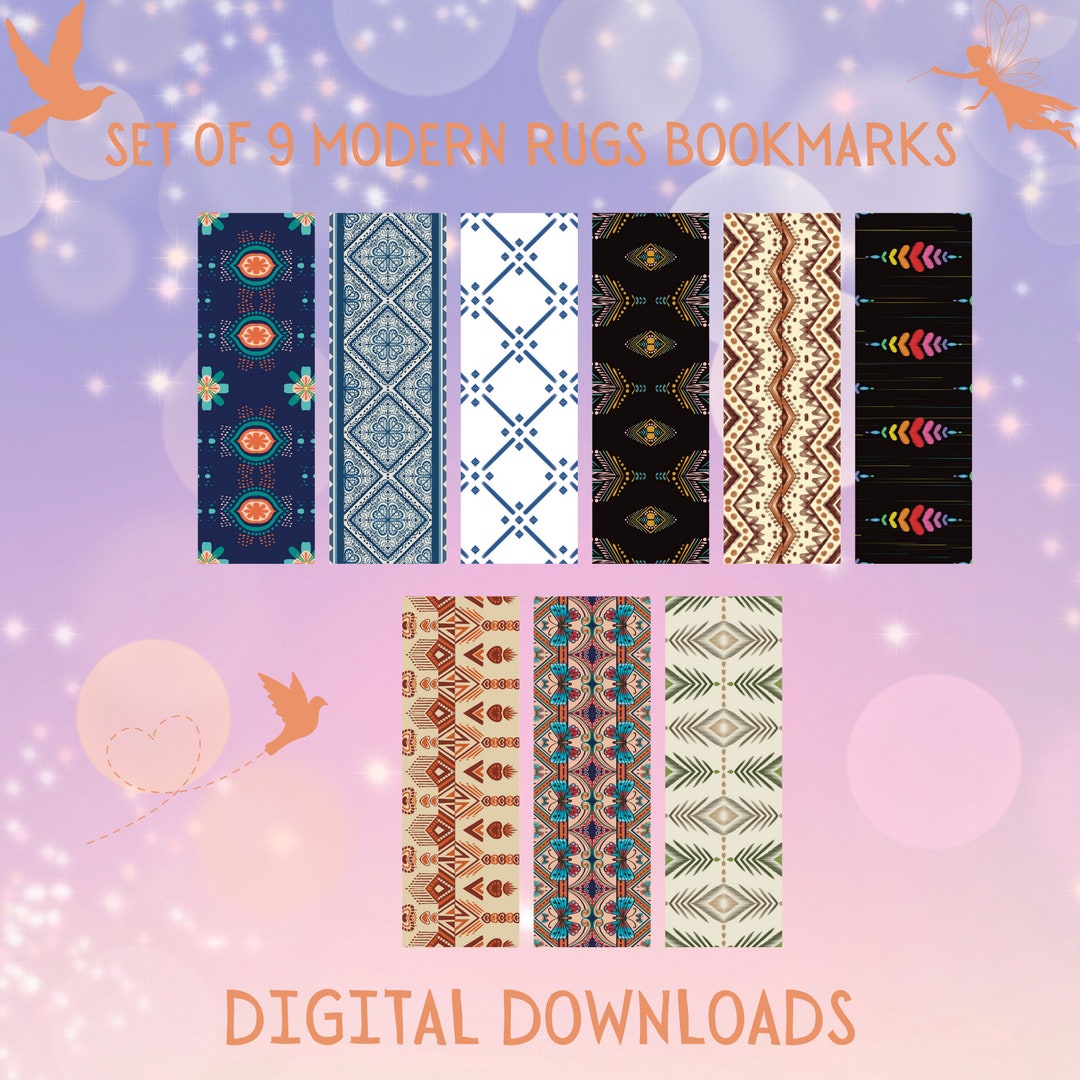 Modern Rugs Bookmarks Set of 9 Digital Bookmarks to Download Flying ...