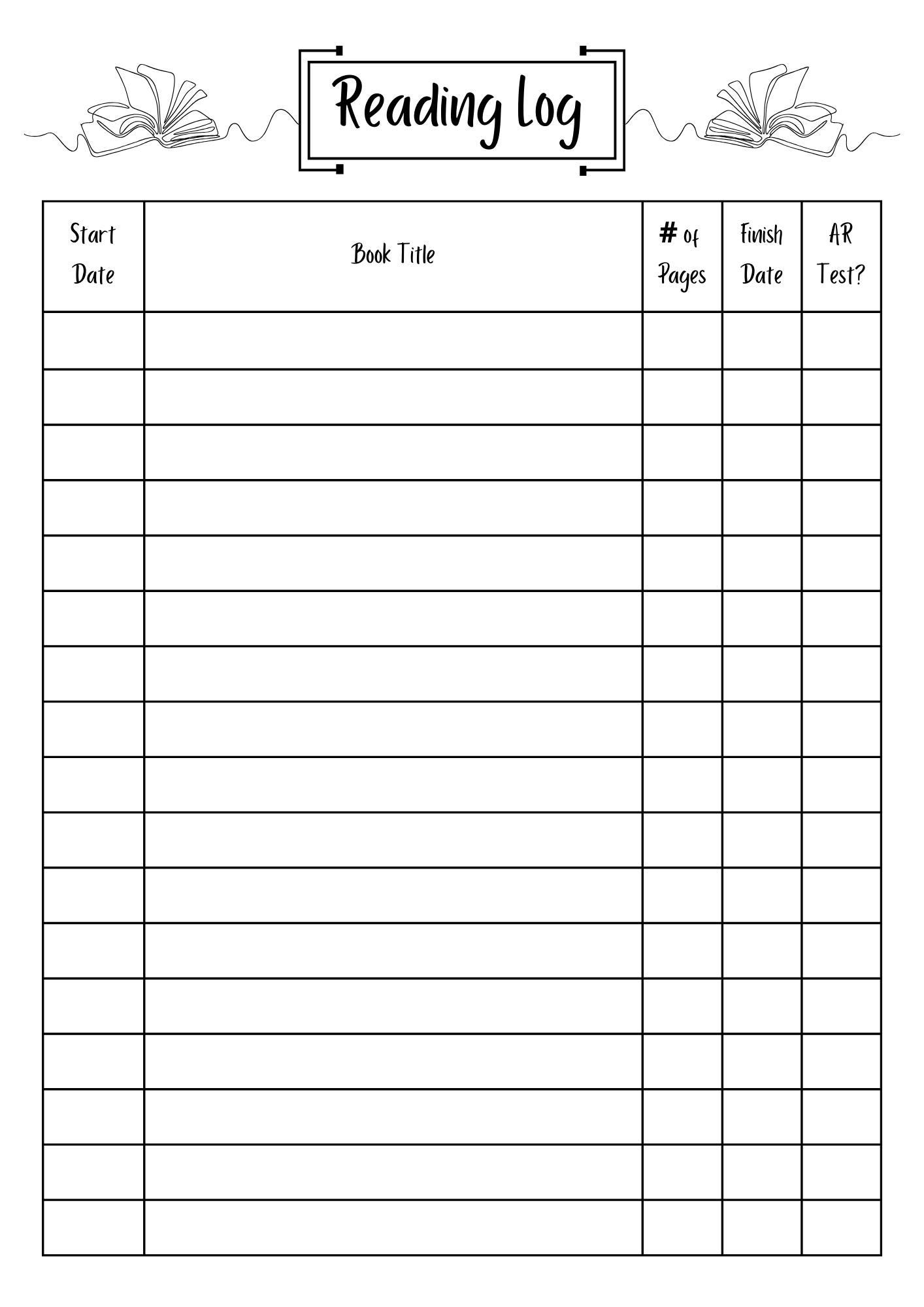 Reading Log Set - Flexible for Home School or K-12 Education - 5 Pages ...
