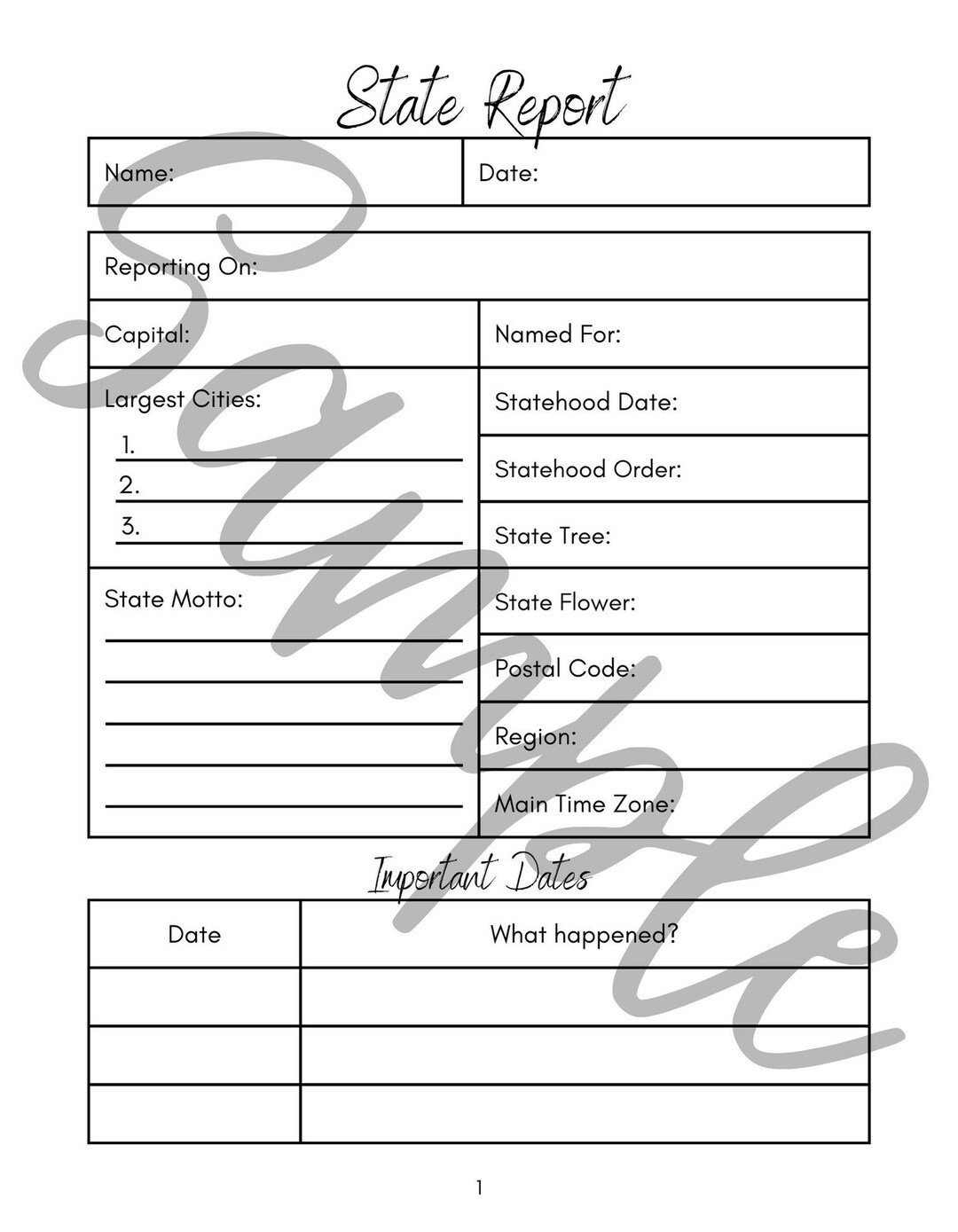 State Report Outline - Etsy