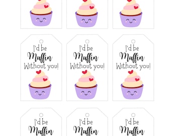 PRINTED I'd Be Muffin Without You 5x7 Greeting Card Funny Anniversary ...