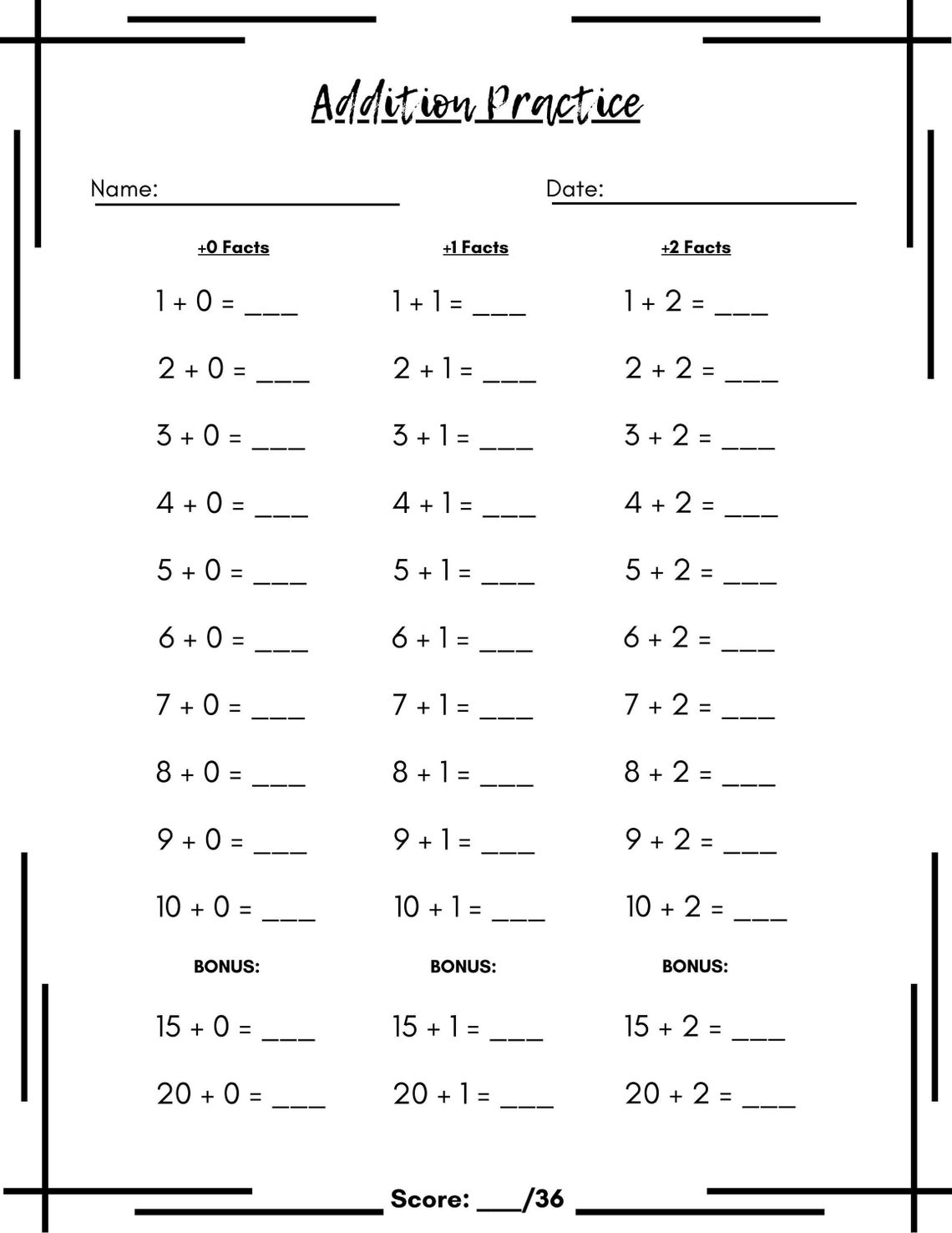 Addition Practice Pages - Etsy