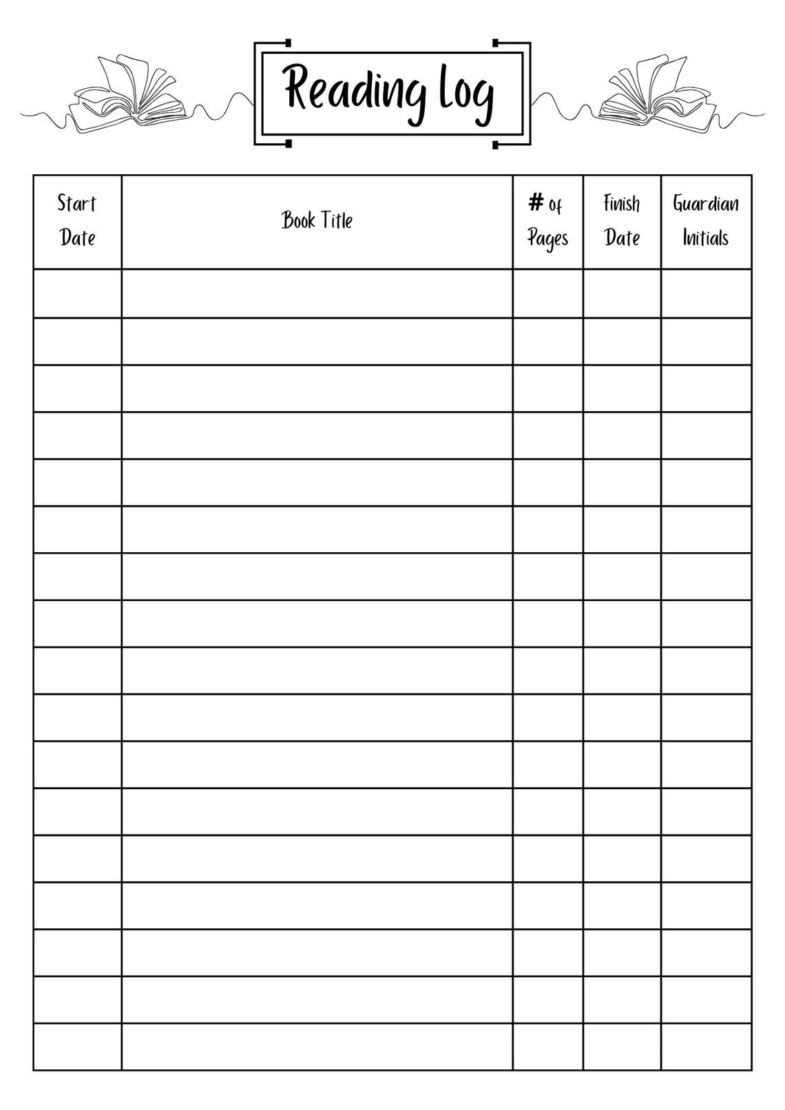 Reading Log Set - Flexible for Home School or K-12 Education - 5 Pages ...