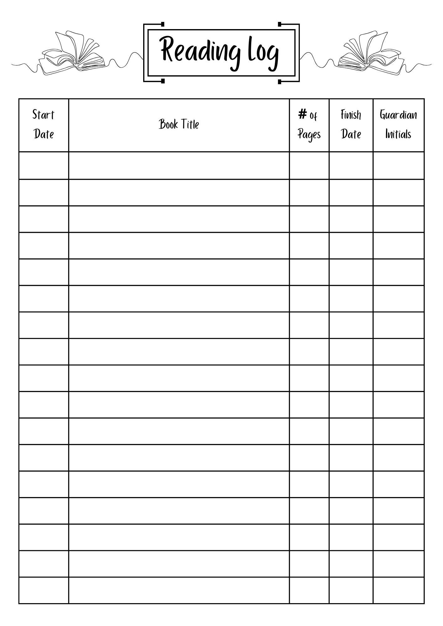 Reading Log Set - Flexible for Home School or K-12 Education - 5 Pages ...