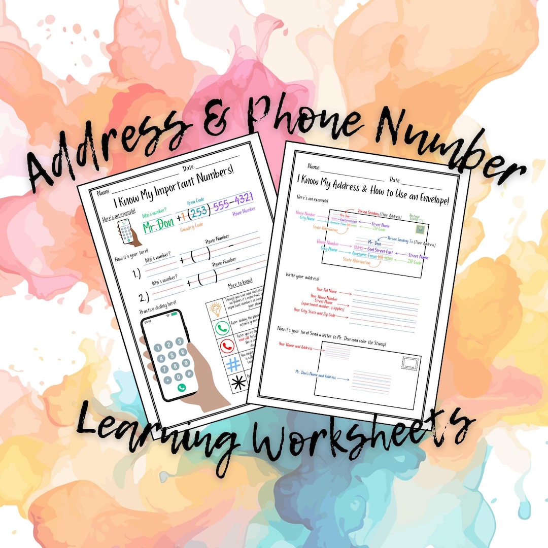 Learning Address & Phone Number Worksheets - Teach Important Numbers ...