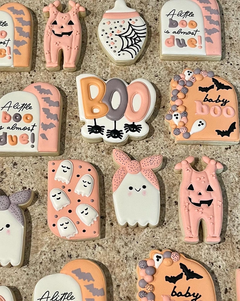 Halloween Baby Shower Cookies: 'A Little Boo is Almost Due' Theme - Etsy